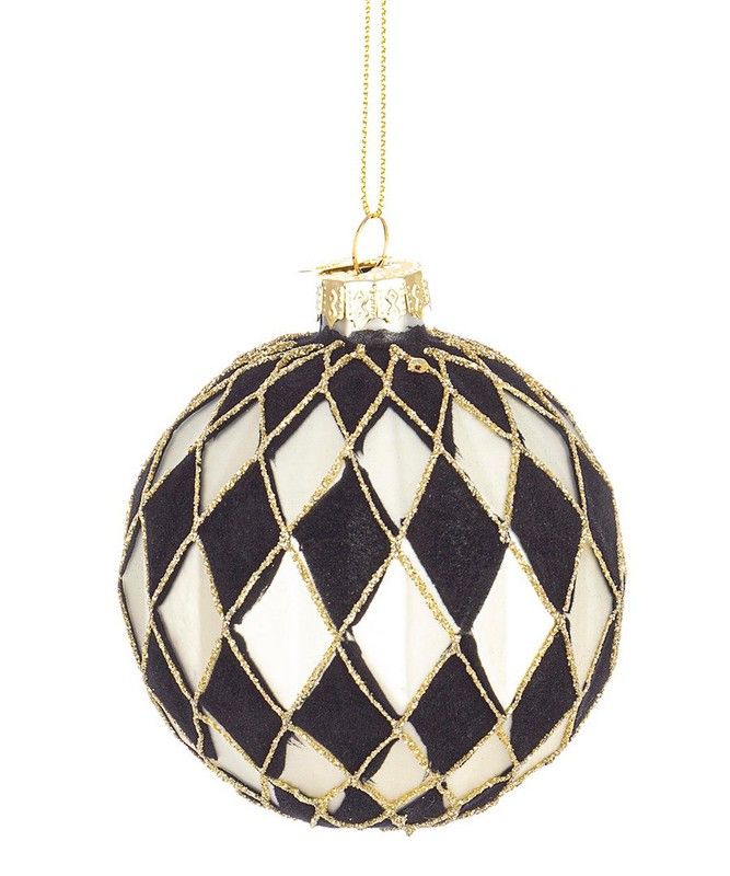 Compra Online Bola Navidad Cristal Diseño Negro Blanco Rombi en nuestra ...