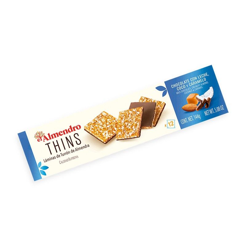 Compra Online Thins Turrón Chocolate Con Leche, Coco Y Caramelo El ...